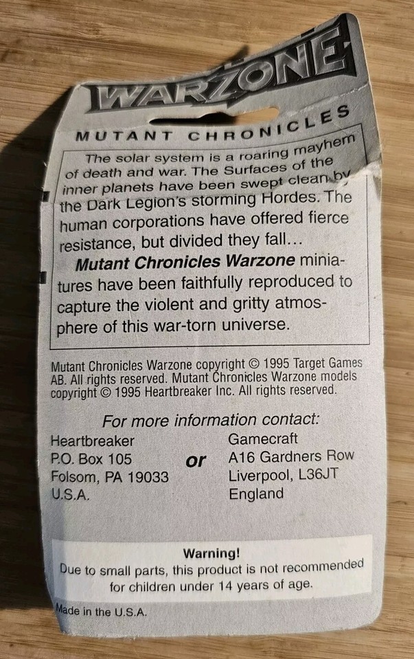 WARZONE 9904 SONS OF RASPUTIN SOLDAT MUTANT CHRONICLES Miniature W/ HVY ...