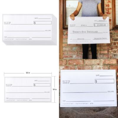 Blue Panda Giant Checks - 5-Count Paper Fake Novelty Checks, White | eBay