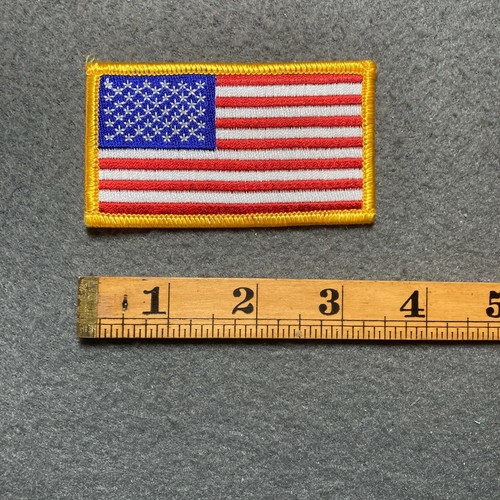 American Flag Gold Border Embroidered Patch | eBay