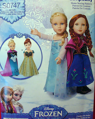 SEWING PATTERN Simplicity 0747 1217 FROZEN ANNA ELSA DRESSES for 18 ...