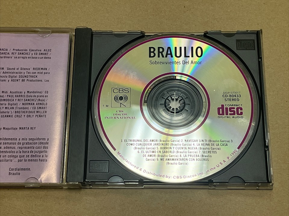 BRAULIO / "SOBREVIVIENTES DEL AMOR" CD 1990 CBS LATIN POP BALADAS RARE ...