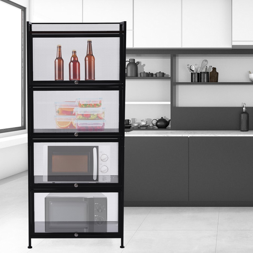 Black Cupboard Storage Cabinet Kitchen Sideboard Buffet Cupboard ...