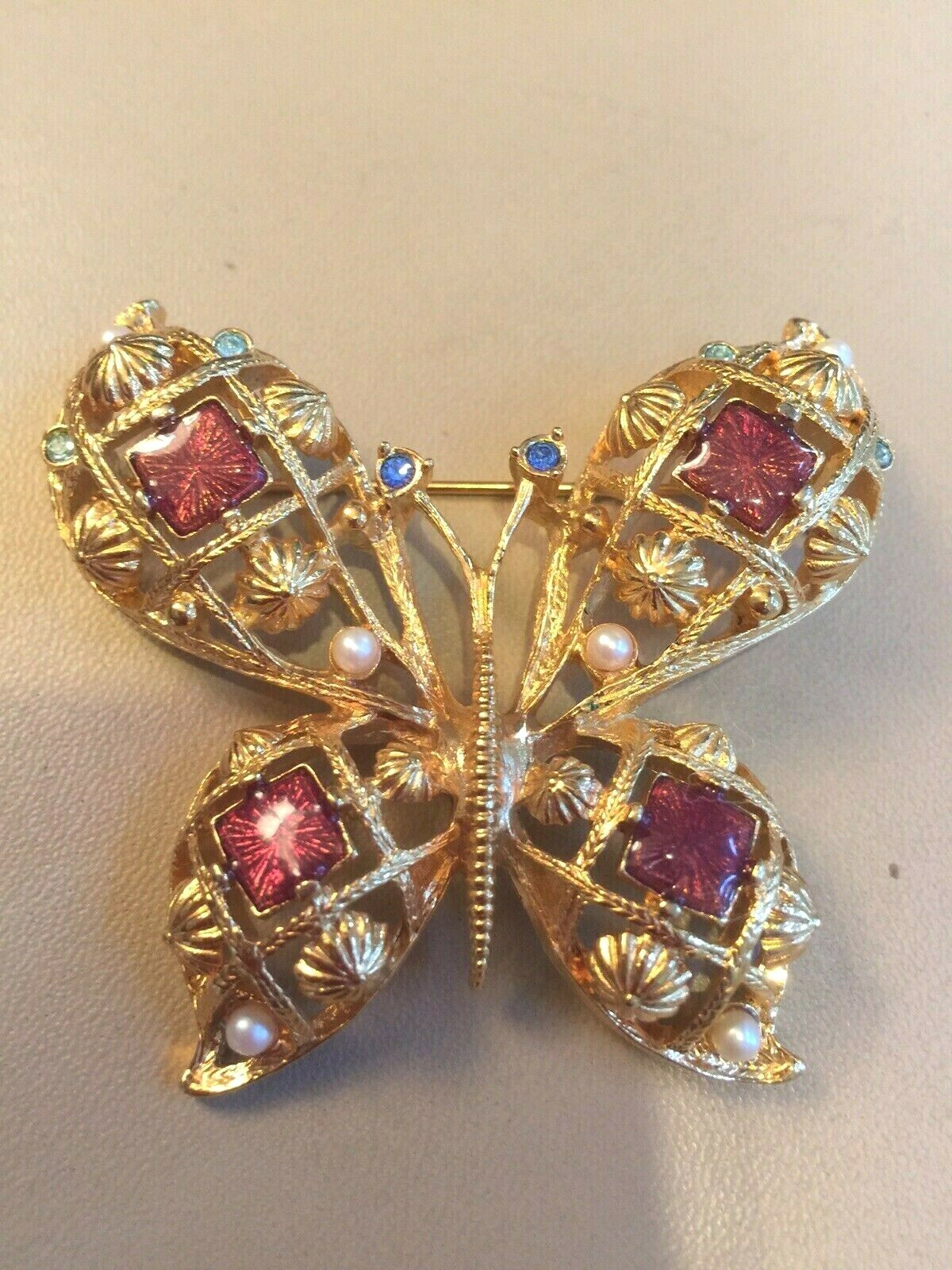 Vintage Avon Large Butterfly Brooch - Gem