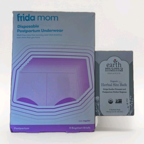 Lot Frida Mom Postpartum Underwear Boyshort Briefs Earth Mama Sitz Bath ...