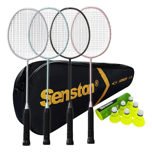 Carbon Fiber Badminton Rackets Set - 4 Professional Racquets + 6 ...