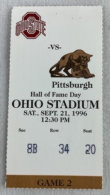 CFB 1996 09/21 Pitt at #7 Ohio State Football Ticket-Joe Montgomery ...