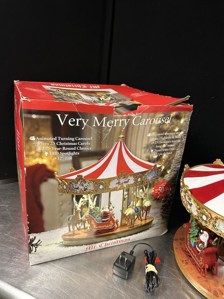 Mr Christmas Very Merry Carousel Animated Table Decor 50 Holiday ...