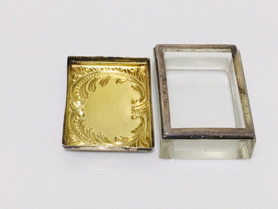 ANTIQUE STERLING SILVER FOSTER & BAILEY F&B FLORAL DECOR GLASS PILL ...