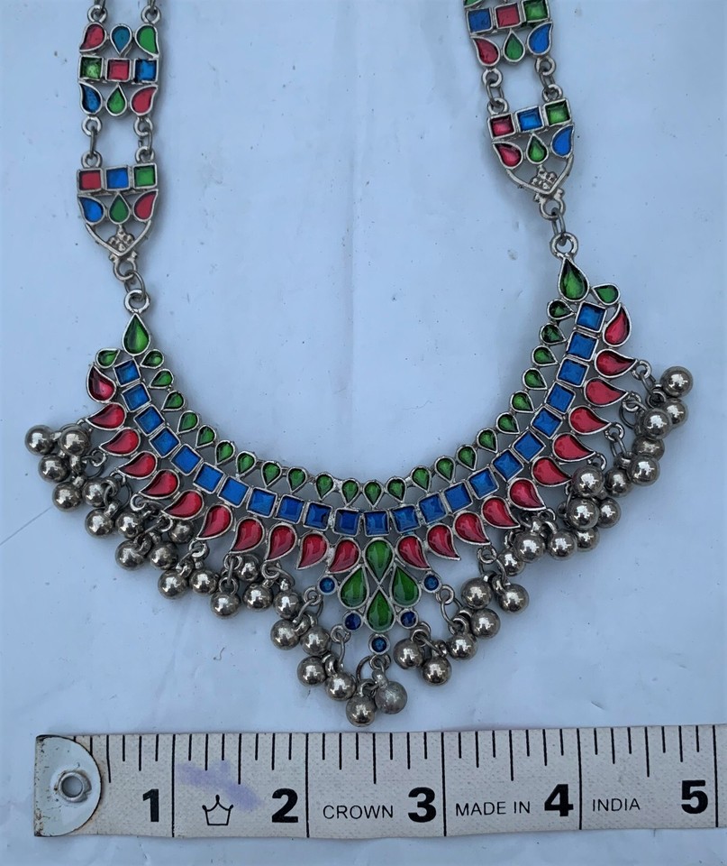 Multicolor Tibetan Silver Necklace Bell Dangles Adjustable String 25 ...