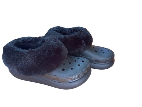 CROCS Furever Crush BLACK Unisex Fur Lined Crocs Men 7 Women 9 | eBay