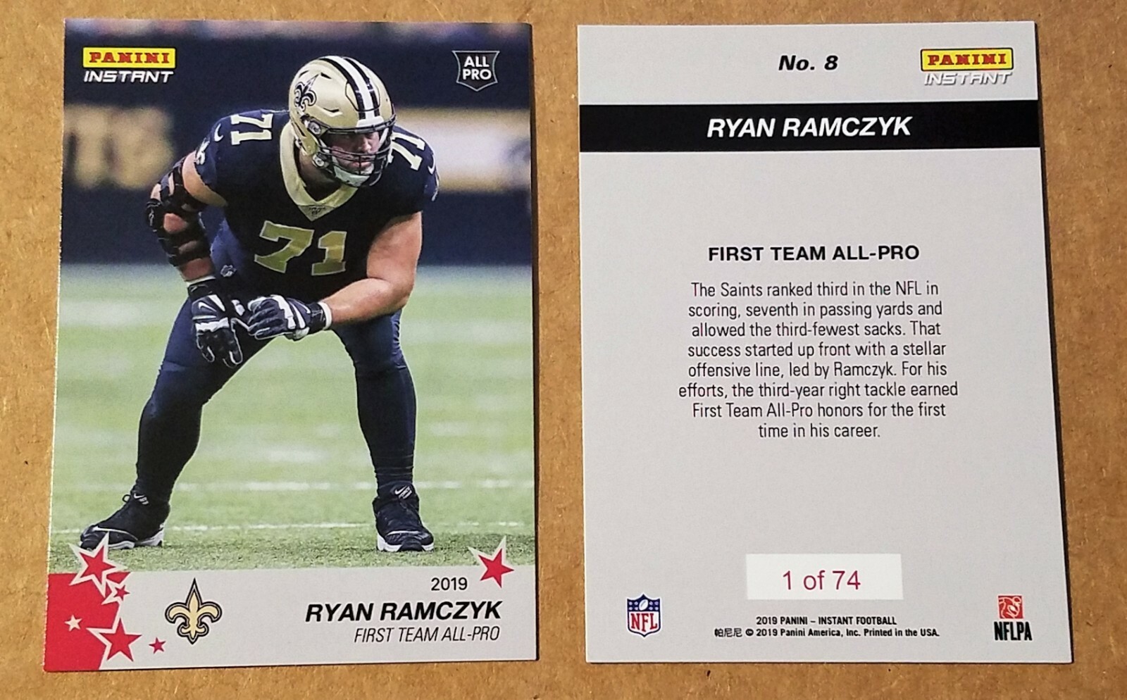 2019-2020 Panini Ryan Ramczyk #8 Saints RT from Instant AP All-Pro set ...