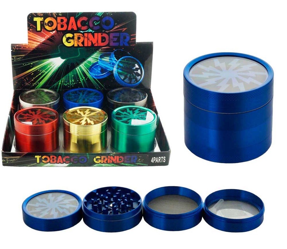 2" Bolt Grinder Clear Bottom 4 Pieces Spice Crusher BLUE Color | eBay