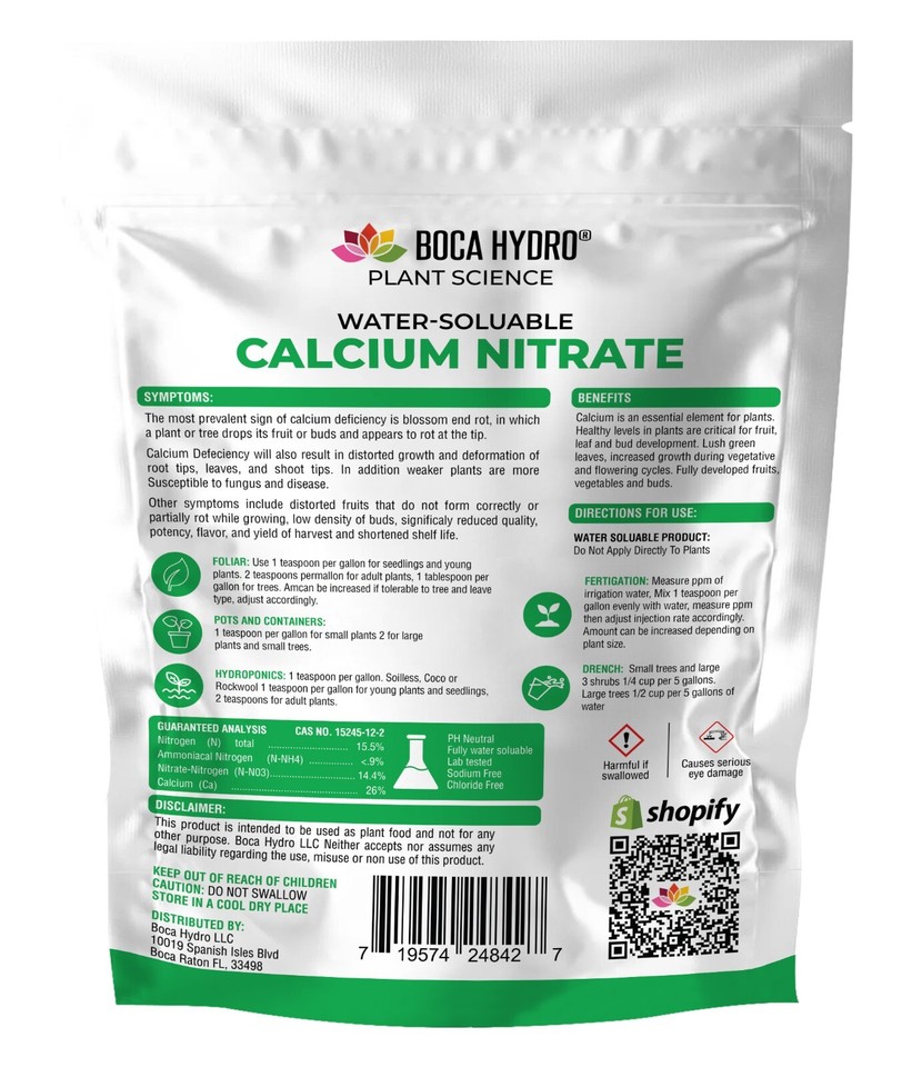 Boca Hydro Calcium N Water Soluble Nutrient Fertilizer 15.5% N +26% ...
