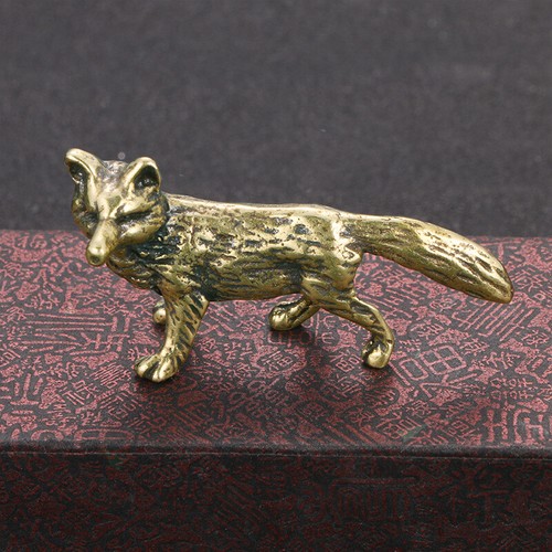Solid Brass Fox Figurine Small Statue Home Ornament Figurines ...