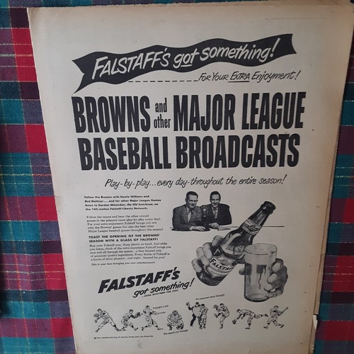 St Louis Browns Falstaff Beer Ad Buddy Blattner Howie Williams | eBay