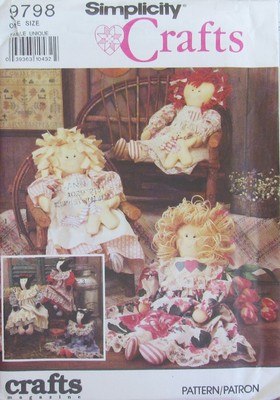 VTG Simplicity Crafts 9798 Rag & Cow Doll with Clothing 24" Folk Art ...