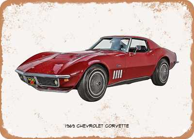 Classic Car Art - 1969 Chevrolet Corvette Oil Painting - Rusty Look ...