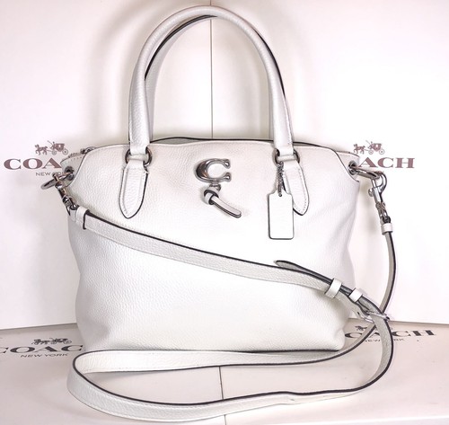 Coach 1317 Remi Chalk Pebbled Leather Convertible Satchel | eBay