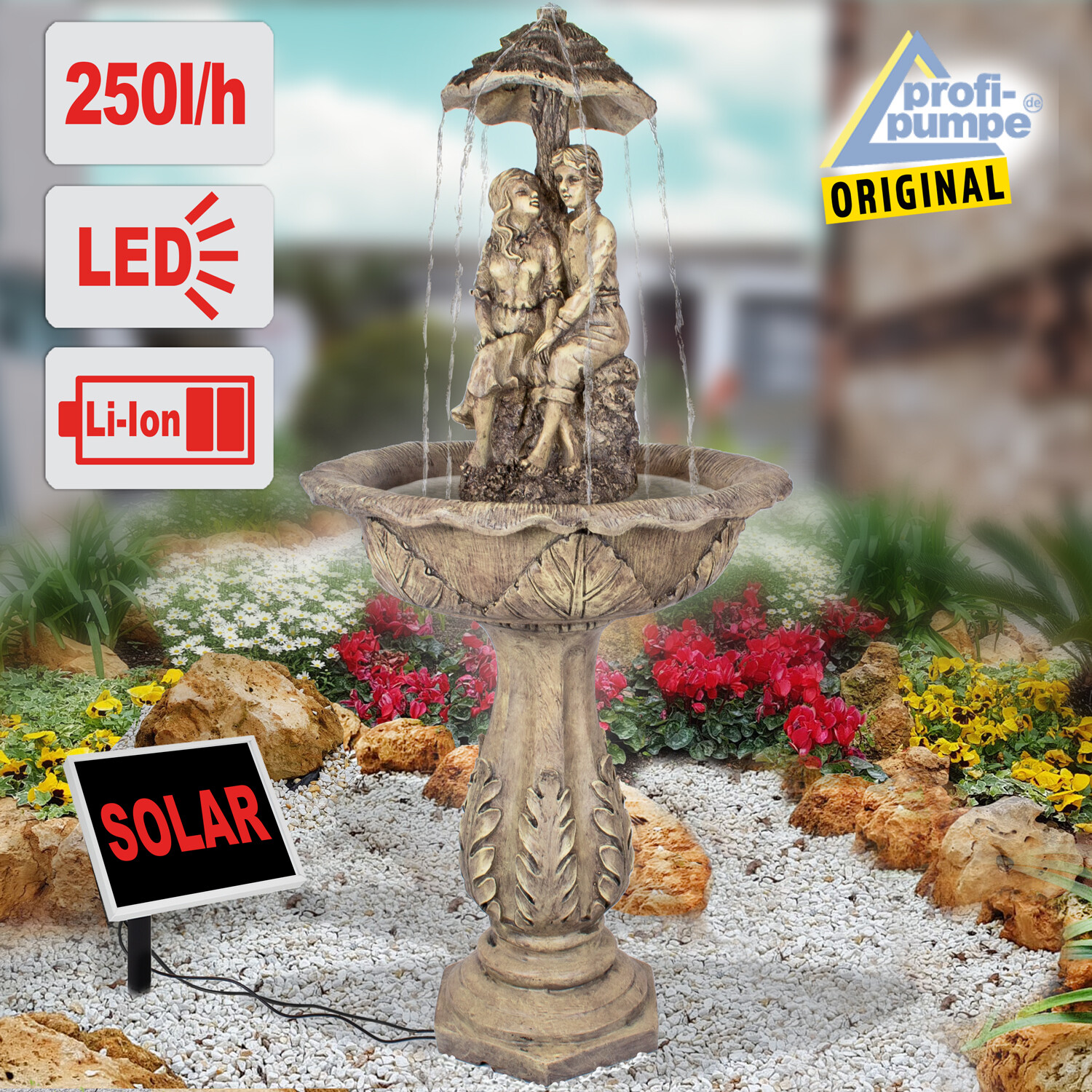 SOLAR WATER FEATURE POND GARDEN FOUNTAIN SOLAR WATER SOLAR POWERED PUMP ...
