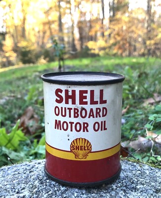 Vintage SHELL OIL Co Outboard Motor Oil 1/2 Pint Gas Service Station ...