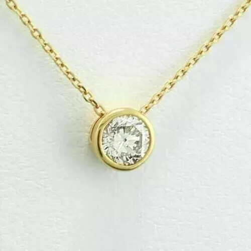 2.00Ct Round Cut Lab-Created Diamond Solitaire Pendant 14k Yellow Gold ...