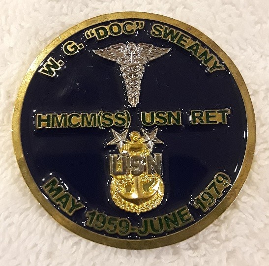 AUTHENTIC US NAVY W. G. DOC SWEANY HMCM(SS) 1959-1979 MEDICAL CHALLENGE ...