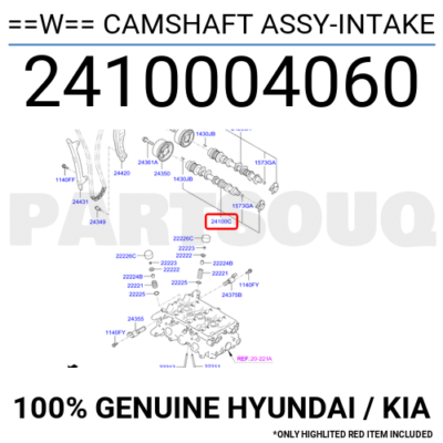 2410004060 Genuine Hyundai / KIA ==W== CAMSHAFT ASSY-INTAKE | eBay