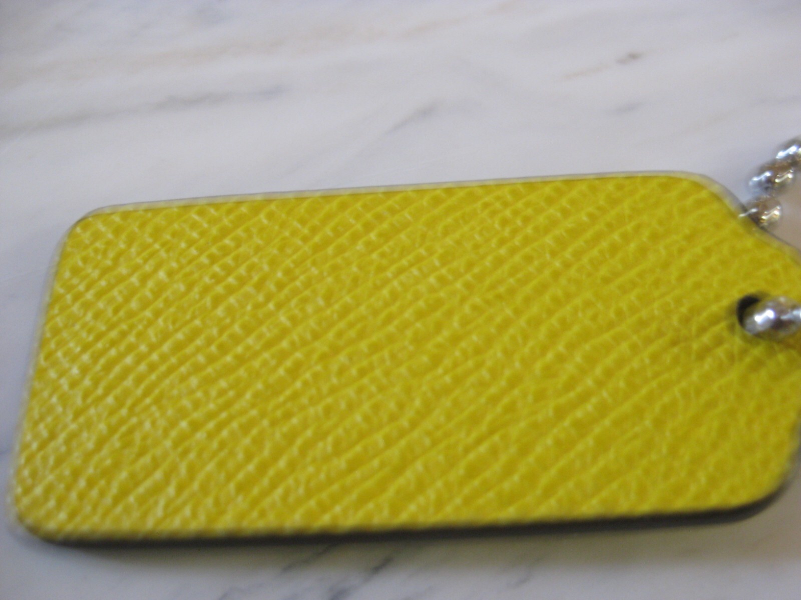 COACH PEBBLED LEATHER Canary Yellow KEY FOB KEYCHAIN TAG 2.5" w/Silver ...