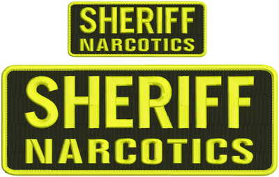 "SHERIFF NARCOTICS" embroidery patch 4x10 and 2x5 inches hook yellow ...