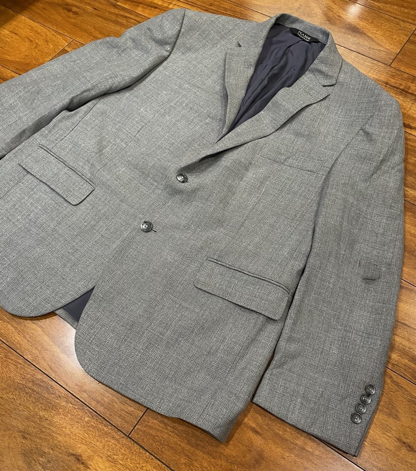 JOS A Banks Suit Jacket Mens 46S Gray Travelers Collection 100% Wool ...