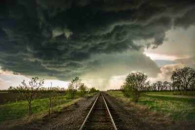 Storm Photography Print: Kansas Train Tracks Thunderstorm Railroad ...