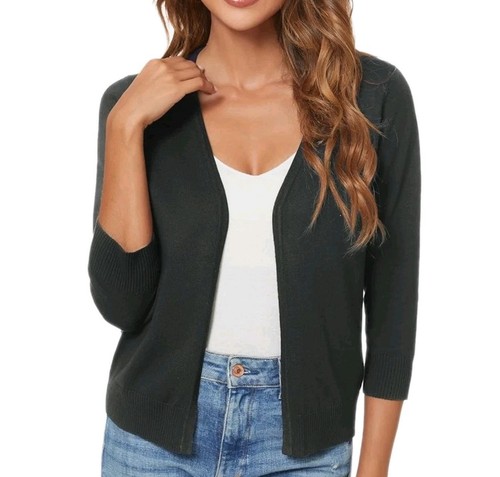 Urban CoCo Women's Large 3/4 Sleeve Open Front Cropped Sweater Cardigan ...
