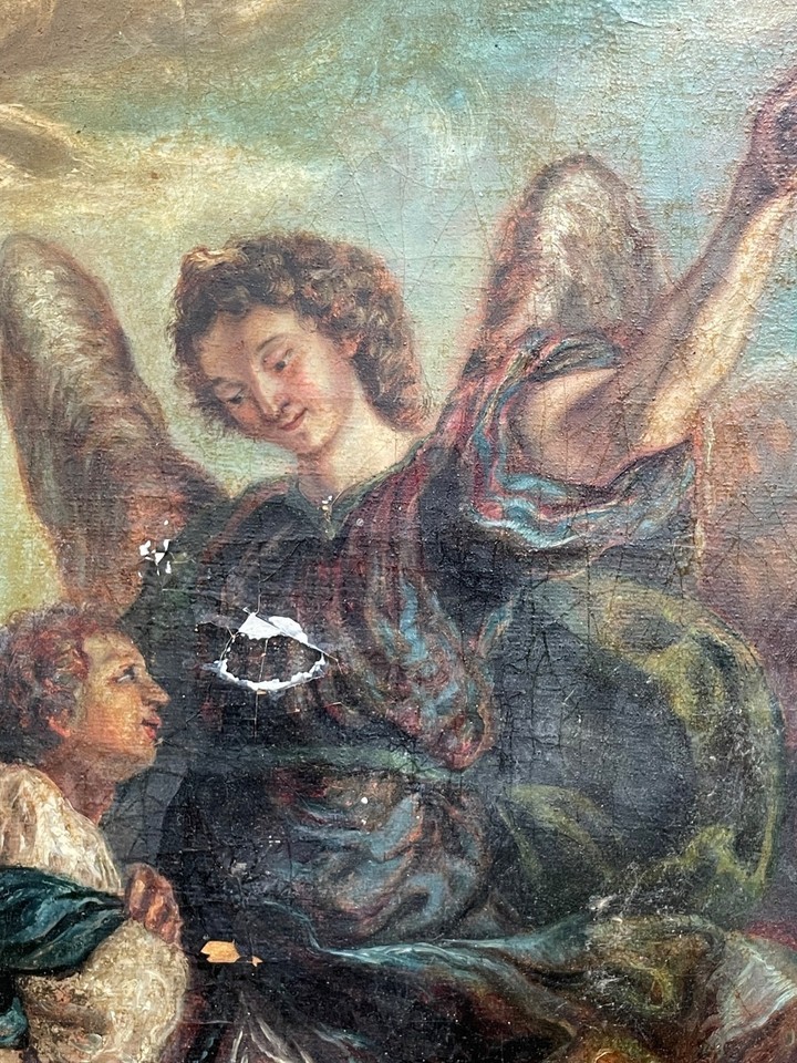 17thC RARE OIL PAINTING OLD MASTER - THE TRIUMPH OF GOOD OVER EVIL - TO ...