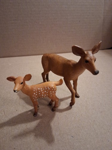 MOJO White Tailed Deer Doe Animal Figure Realistic Miniature & fawn ...