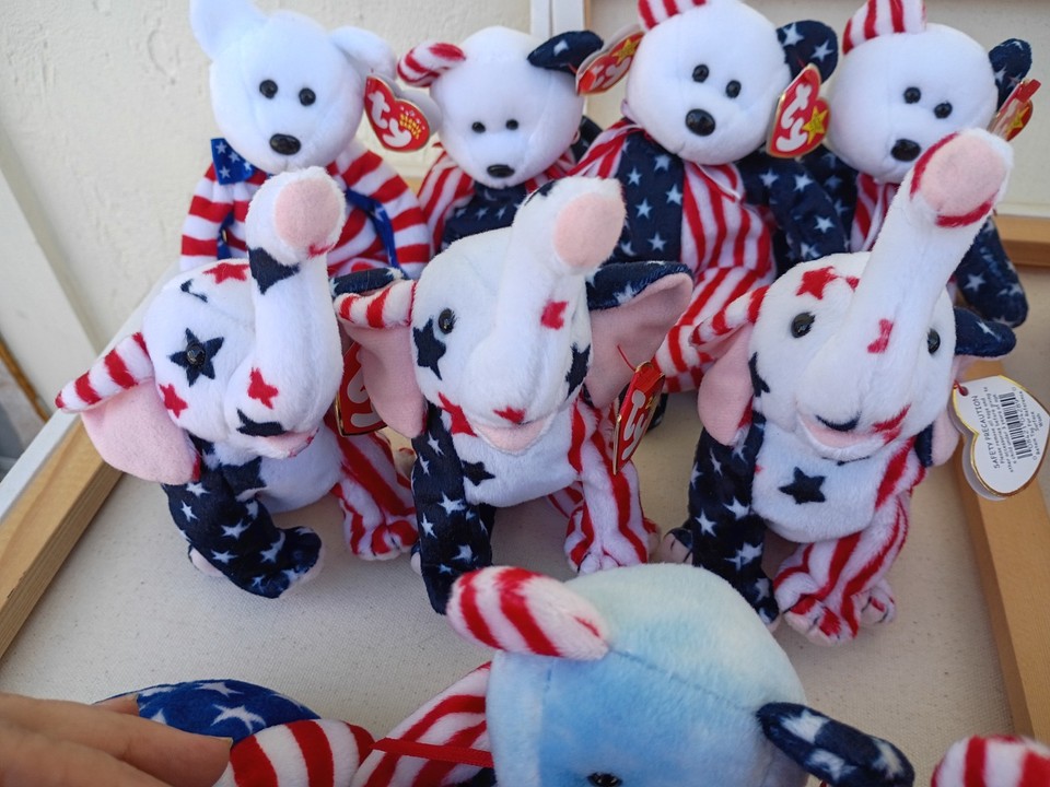 Lot Beanie Babies Patriotic SPANGLE LEFTY RIGHTY LIBERTY NEW w/ TAGS | eBay