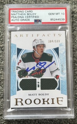 2022-23 UD Artifacts Materials Matt Boldy Signed Rookie Patch /599 PSA ...