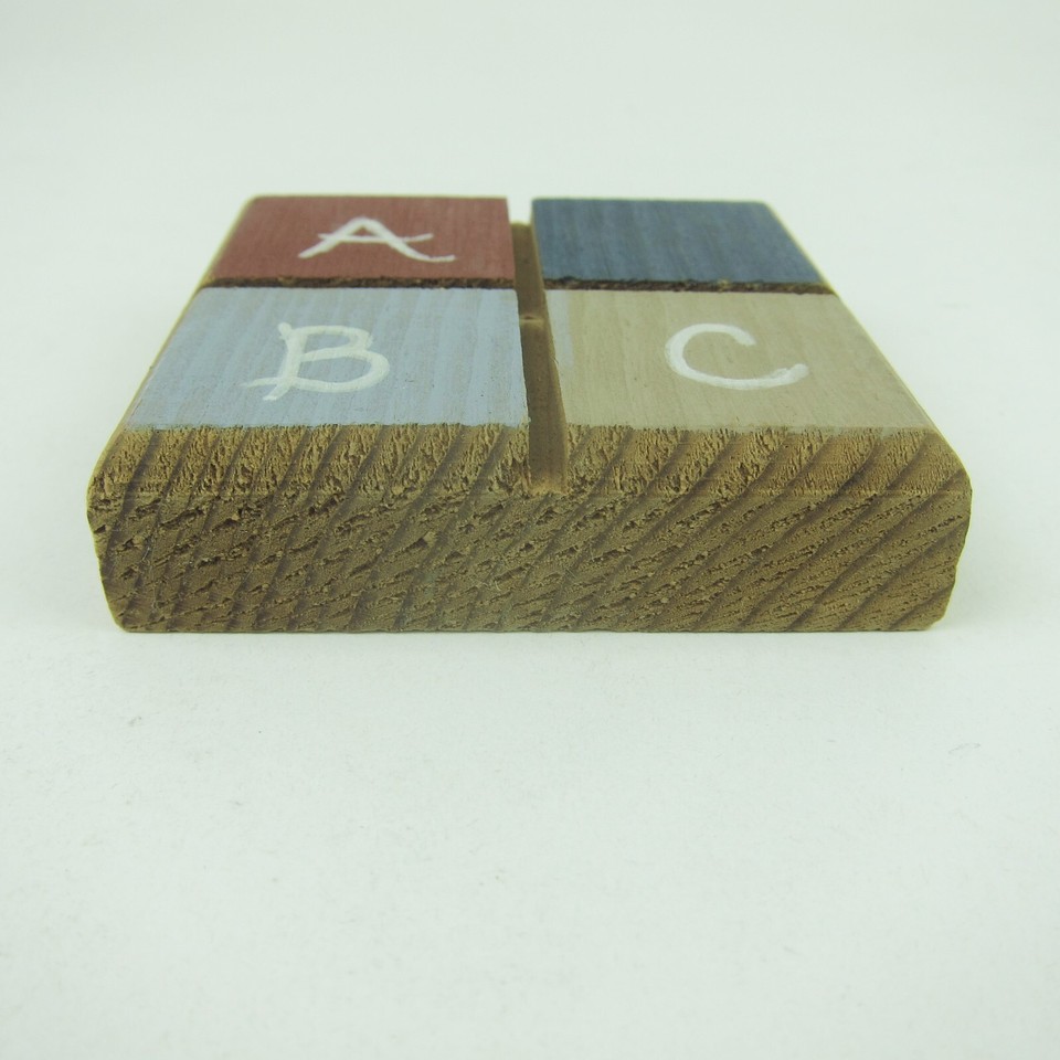 ABC Alphabet Wood Block Baby Nursery Shelf Decor Red Blue White ...
