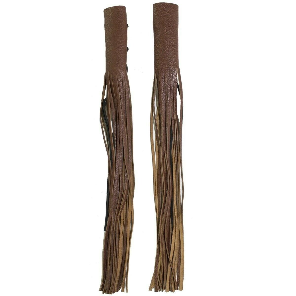 Motorcycle Handlebar Grip Leather Fringe Covers Brown 22 1/2 Inch Long ...