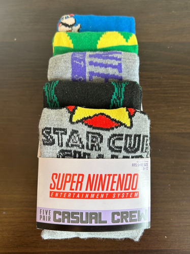 New Super Nintendo Athletic Socks (Pack of 5) sz10-13 Multicolor casual ...