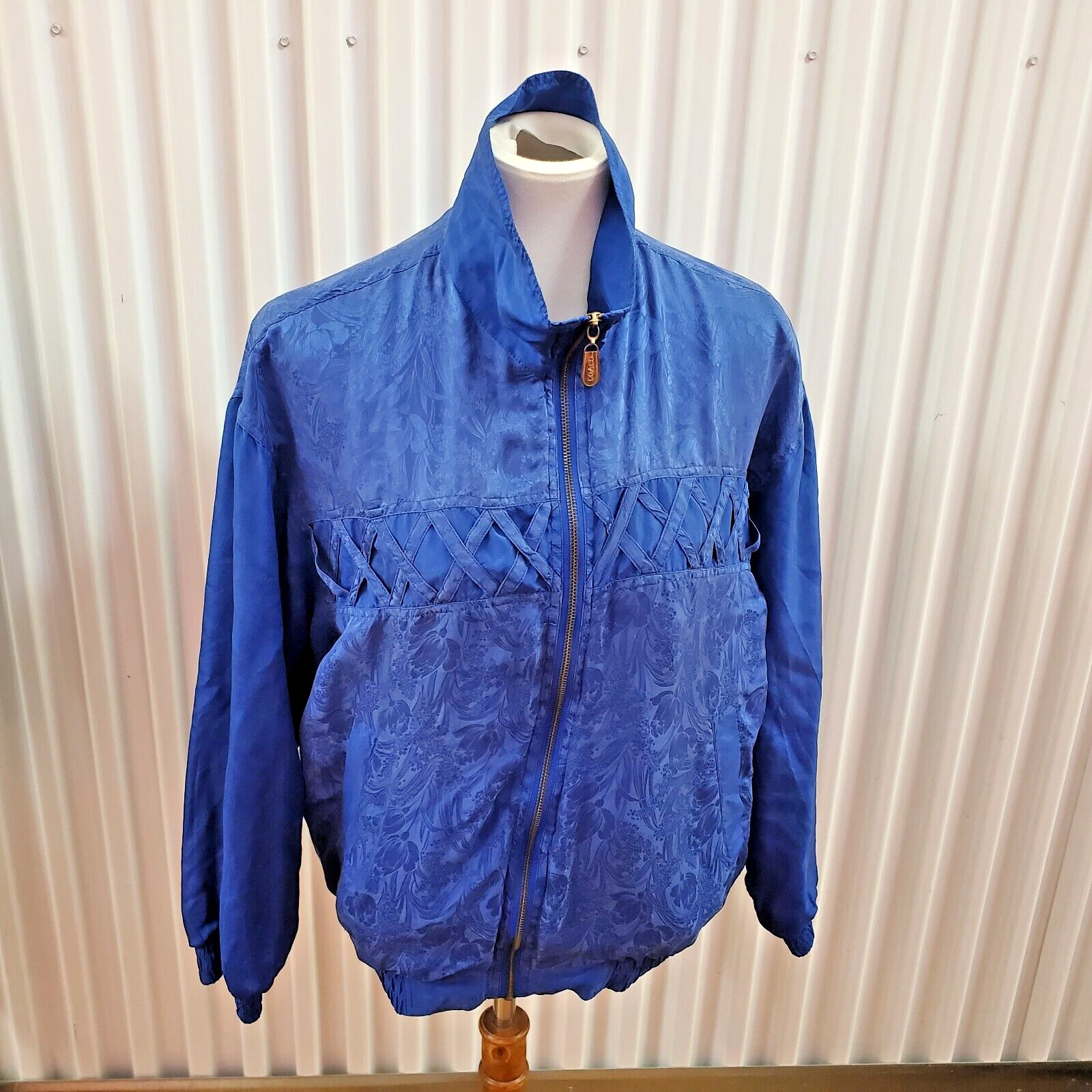 CoACo Silk Blue Bomber VINTAGE 80's Blue Jacket, Wom… - Gem