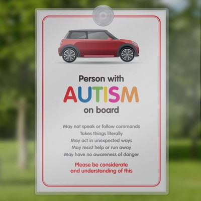 Car Sign for Autism ADHD SEN A5 Sign for Emergency Services - AUTP | eBay