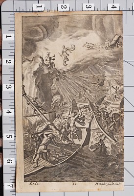 1709 VIRGIL AENEID PRINT Vander Gucht MYTHOLOGY HERA STORM AT SEA SHIP ...