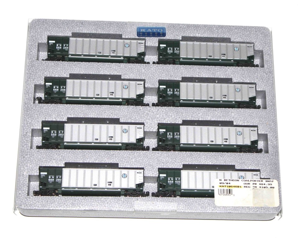 KATO N Scale #106-4601 Train Bethgon CCoalports 8 Car Set - BNSF | eBay
