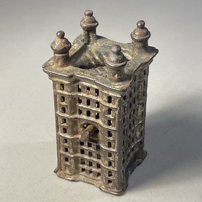 Antique Cast Iron Bank Tower Building Coin Piggy Bank - Quick Release ...