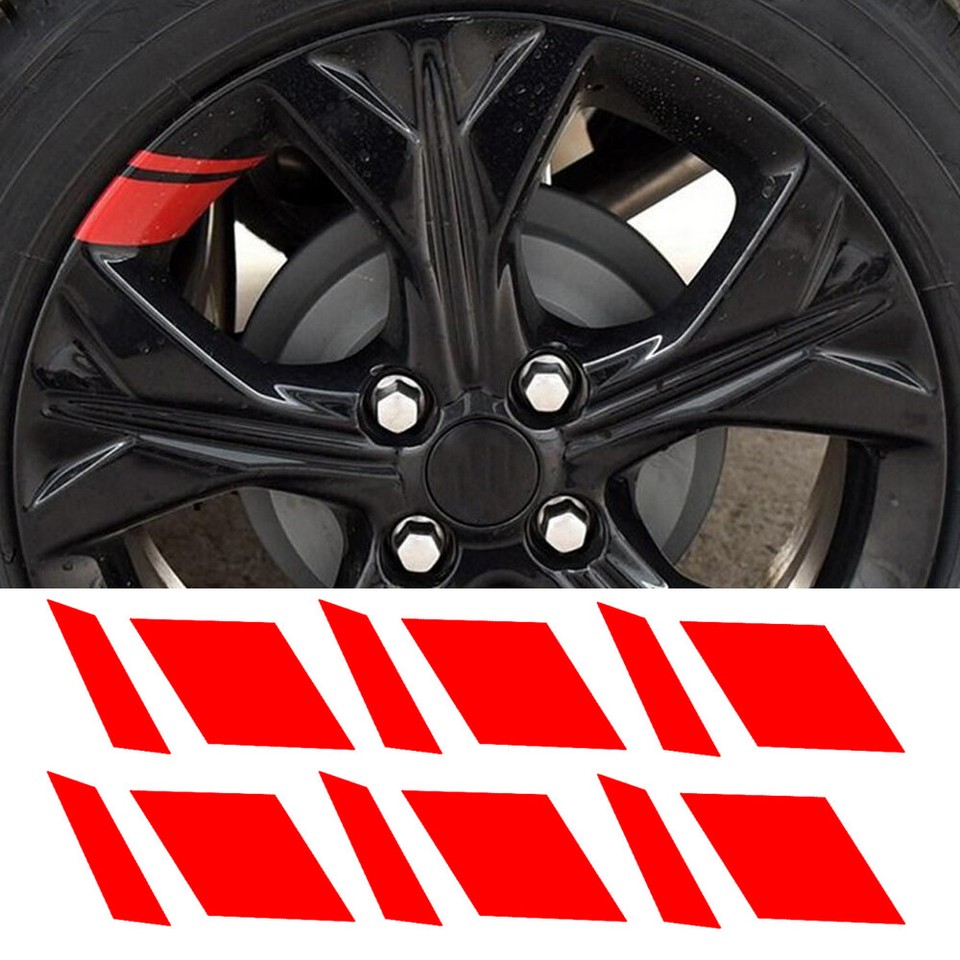 Reflective Car Wheel Rim Stripe Red Vinyl Decal Sticker Set Accessories ...