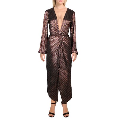 Ramy Brook Womens Bronze Shoulder Pads Metallic Evening Dress Gown S ...