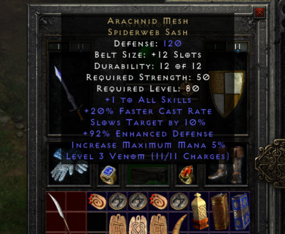 Diablo 2 Resurrected D2R SC PC - Arachnid Mesh - Spiderweb Sash | eBay