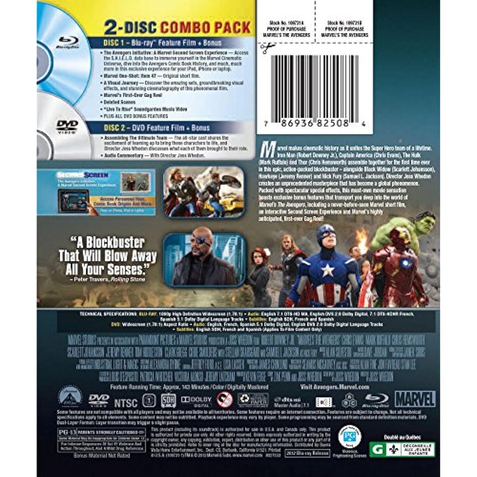 Marvel's The Avengers (Blu-ray/DVD, 2012, 2-Disc Set) NEW | eBay