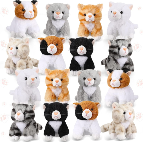 Leitee 16 Pcs Cat Stuffed Animals Bulk 5 Inch Kitten Plush Toy Assorted ...