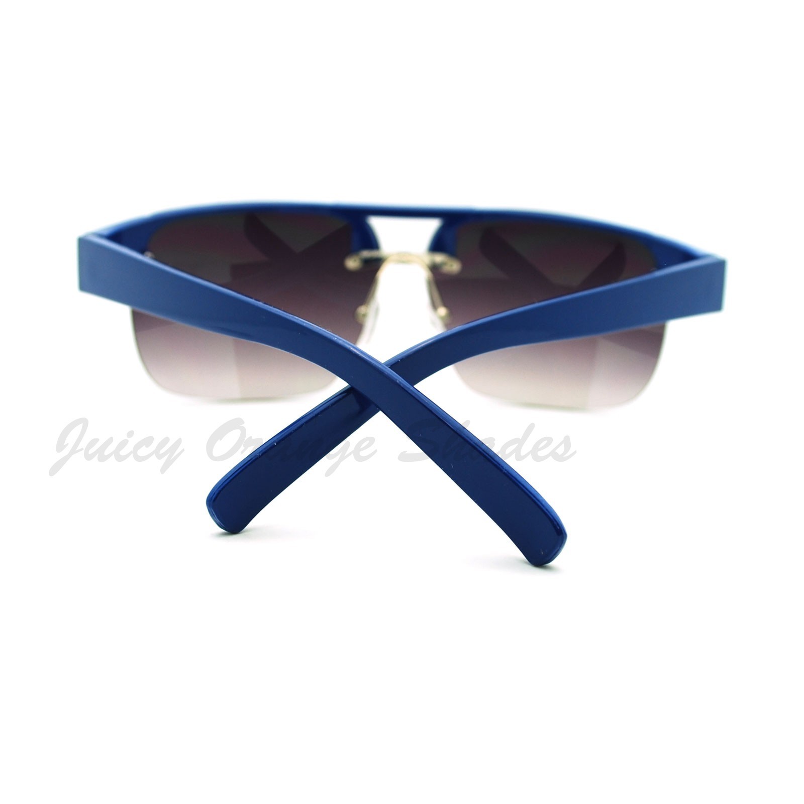 Men's Fashion Sunglasses Half Rim Square Flat Top Frame UV400 | eBay